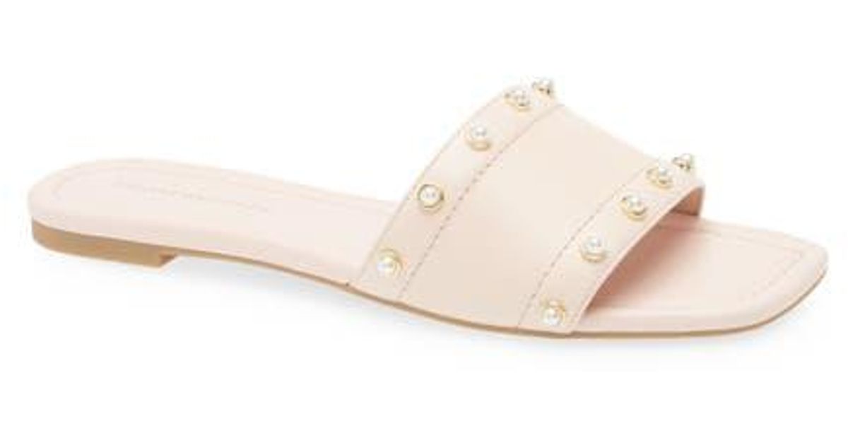 Stuart Weitzman Pearl Slide Sandal in Pink | Lyst