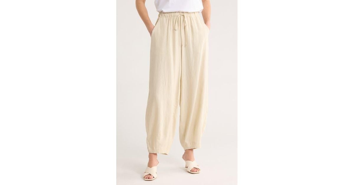 Max Studio Harem Linen Blend Pants in Natural | Lyst