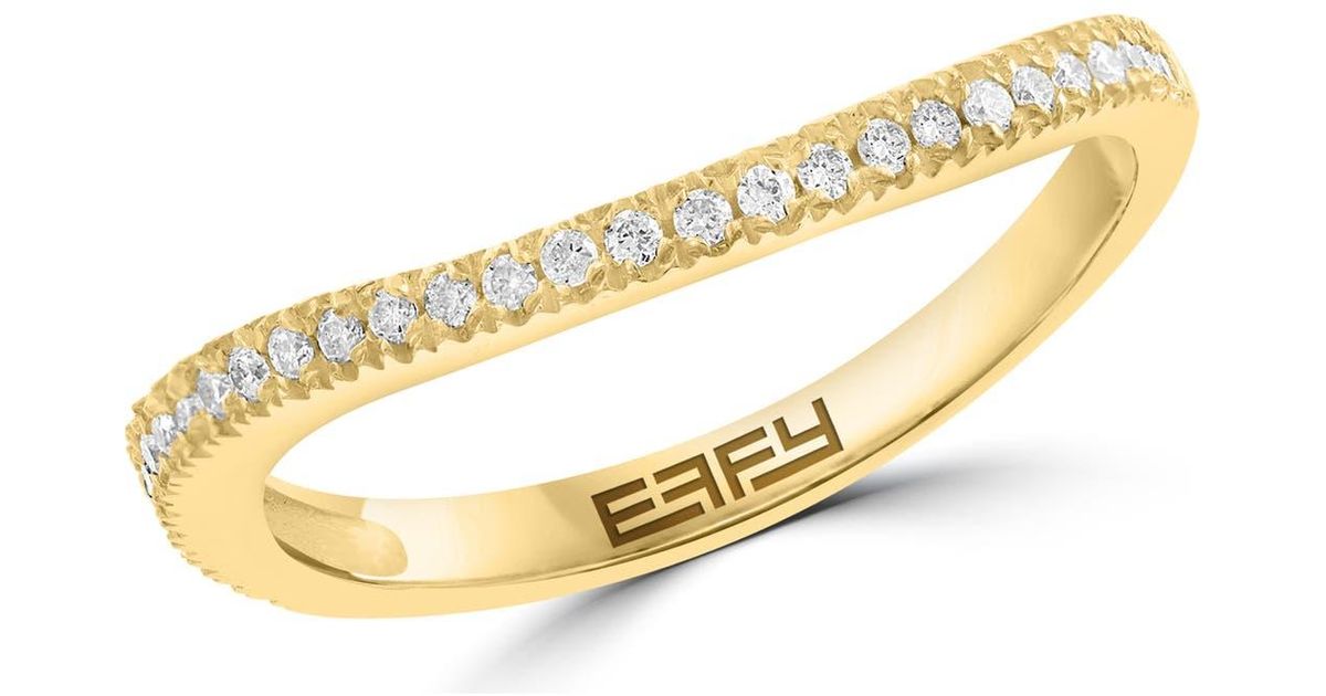 Effy 14K Diamond Wave Band Ring in Metallic | Lyst