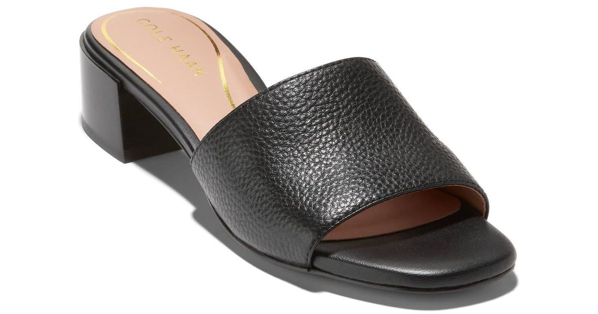 Cole Haan Calli Single Band Block Heel Slide Sandal in Black | Lyst