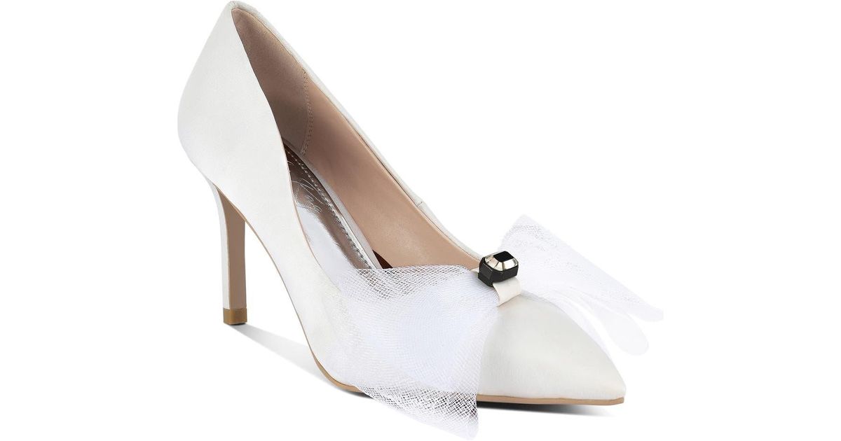 LONDON RAG Odette Crystal Embellished Bow Stiletto Pump in White | Lyst