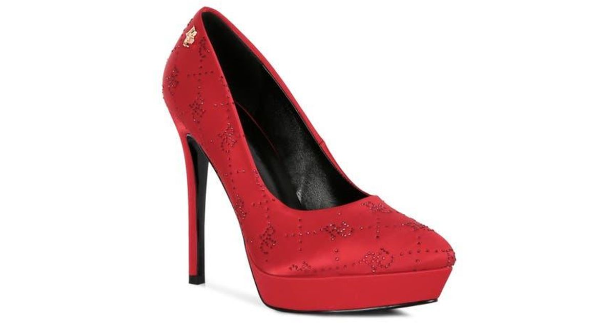 Rag & Co Ballard Monogram Satin Pump in Red | Lyst