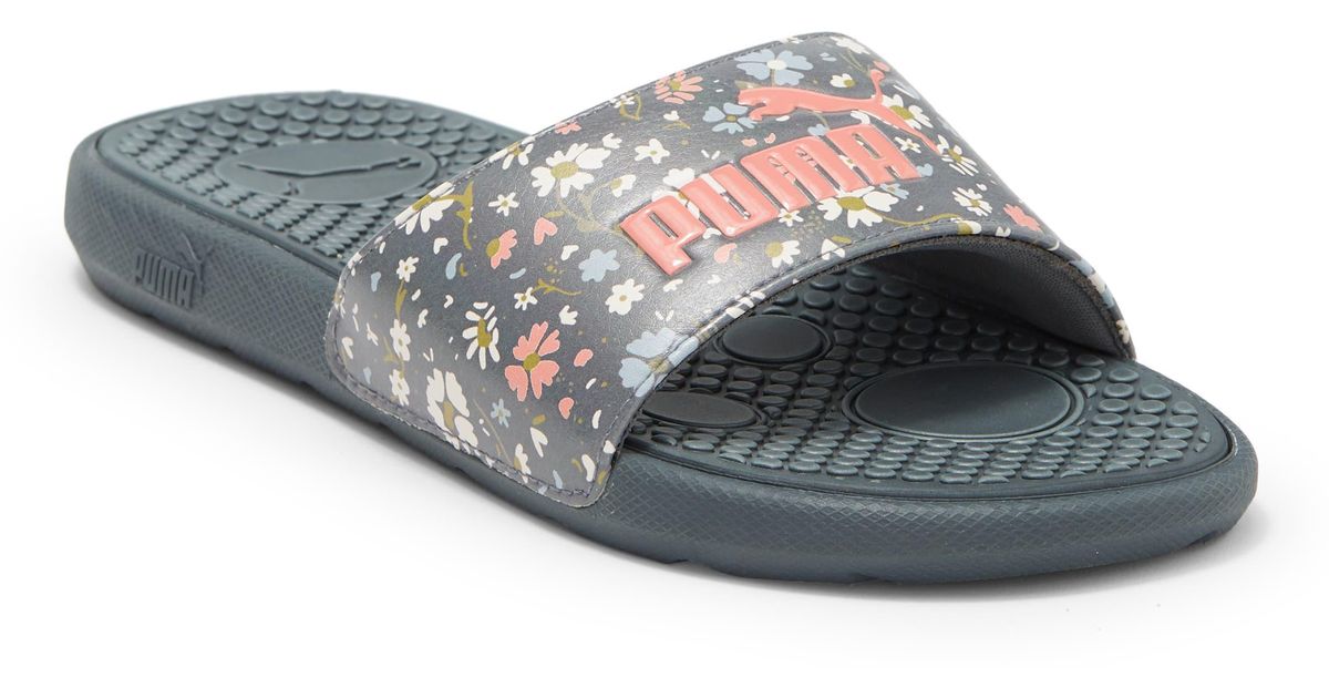 PUMA Cool Cat Ditsy Floral Slide Sandal In Balsam Green-carnation Pink ...