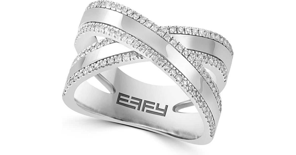 Effy Diamond Crossover Ring in Metallic | Lyst