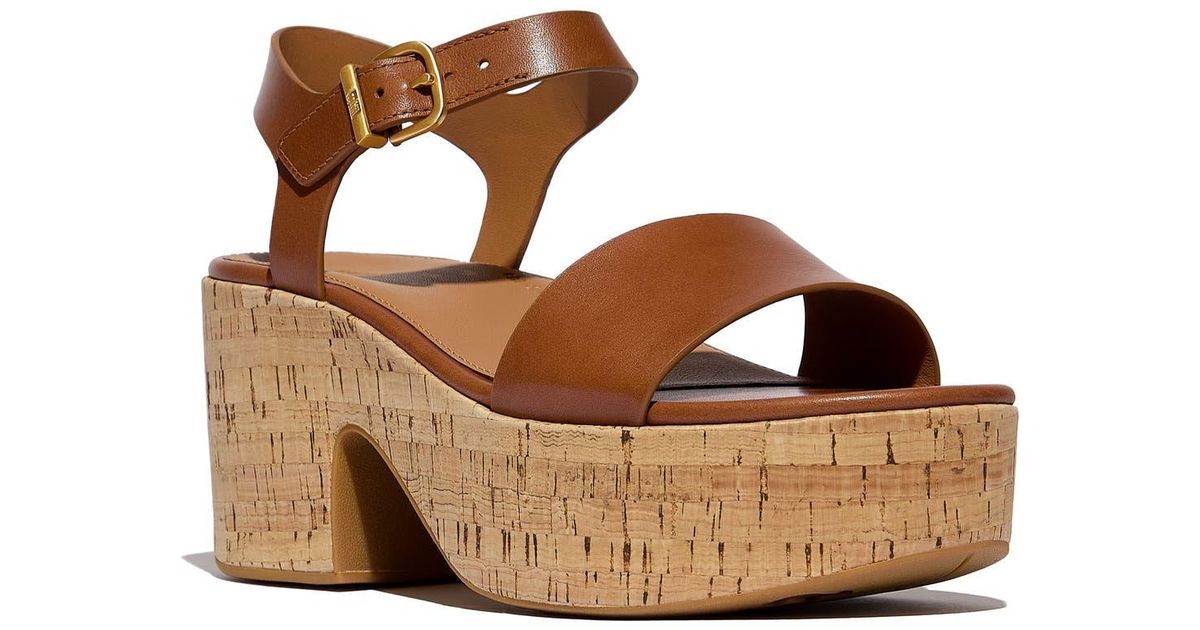 Fitflop Platfforms Ankle Strap Platform Wedge Sandal in Brown | Lyst