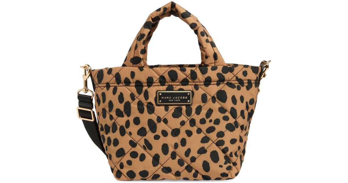 Marc Jacobs Mini Cheetah Print Quilted Nylon Tote in Brown | Lyst
