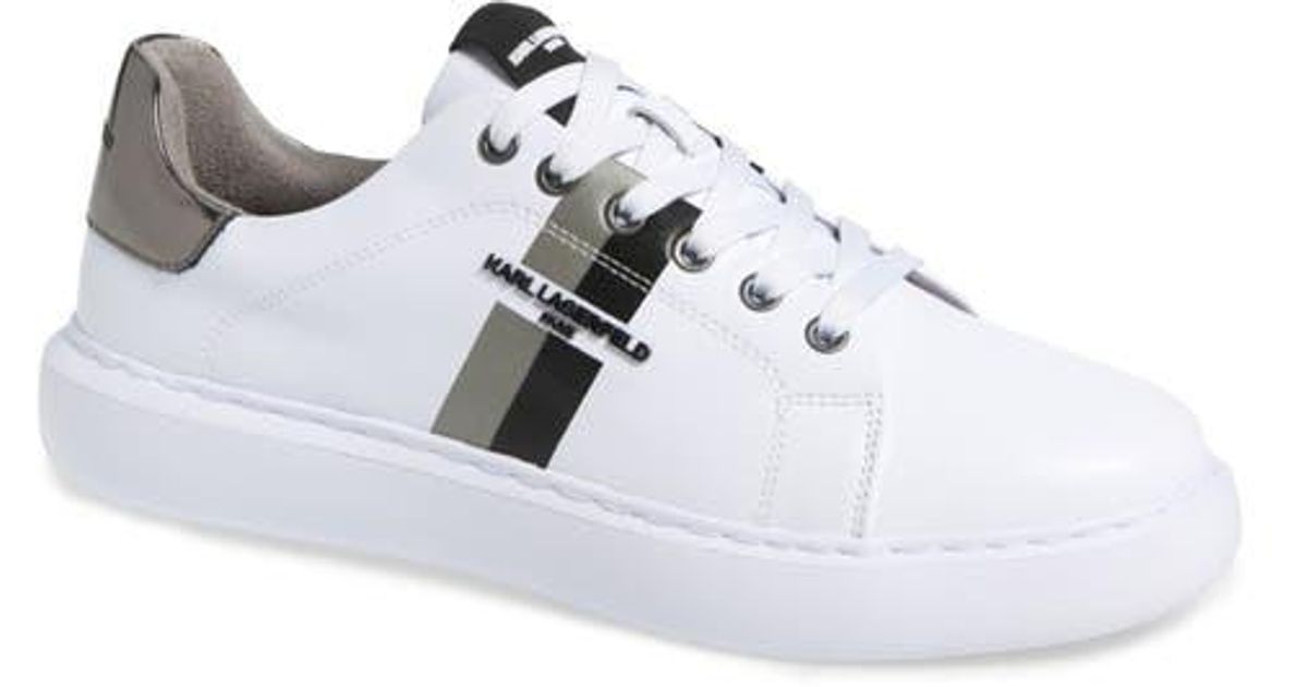 Karl Lagerfeld Side Stripe Logo Sneaker in White for Men | Lyst