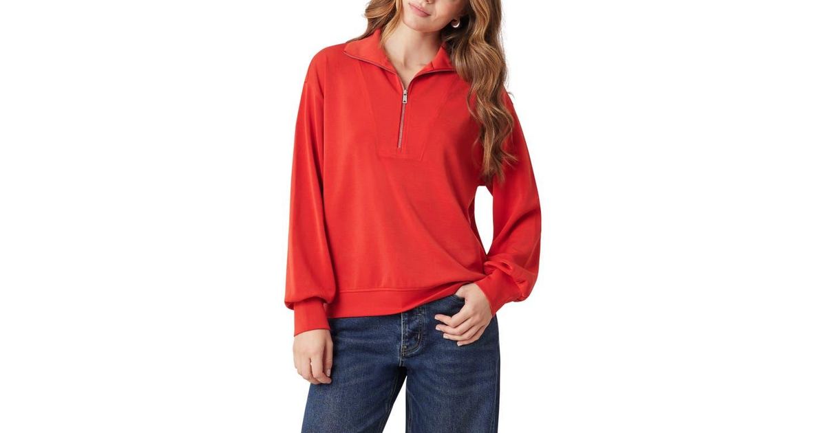 Scotch & Soda Quarter Zip Sweatshirt in Red | Lyst