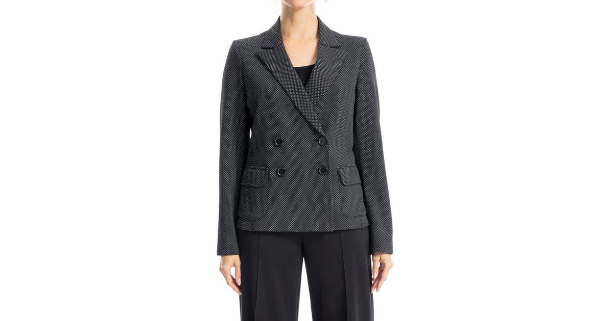 Max Studio Double Breasted Pin Dot Blazer in Black | Lyst