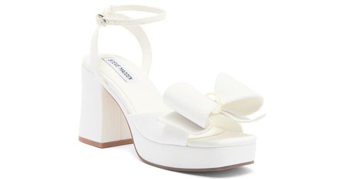 Steve Madden Aerin Bow Platform Sandal in White | Lyst