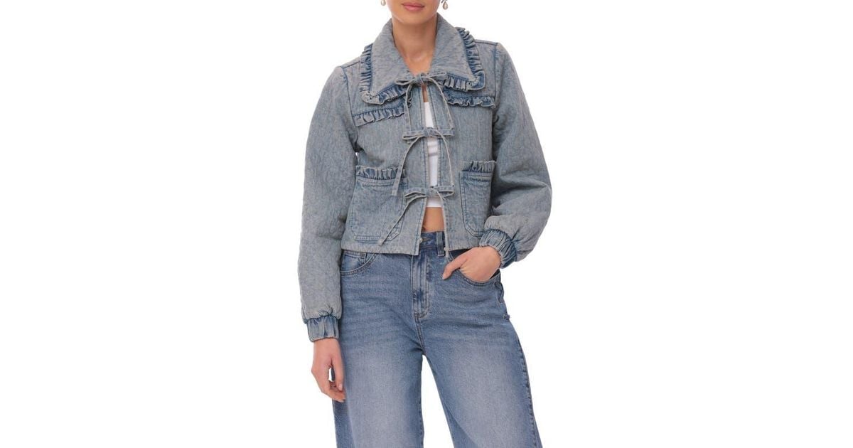 Avec Les Filles Quilted Cotton Tie Front Jacket in Blue | Lyst