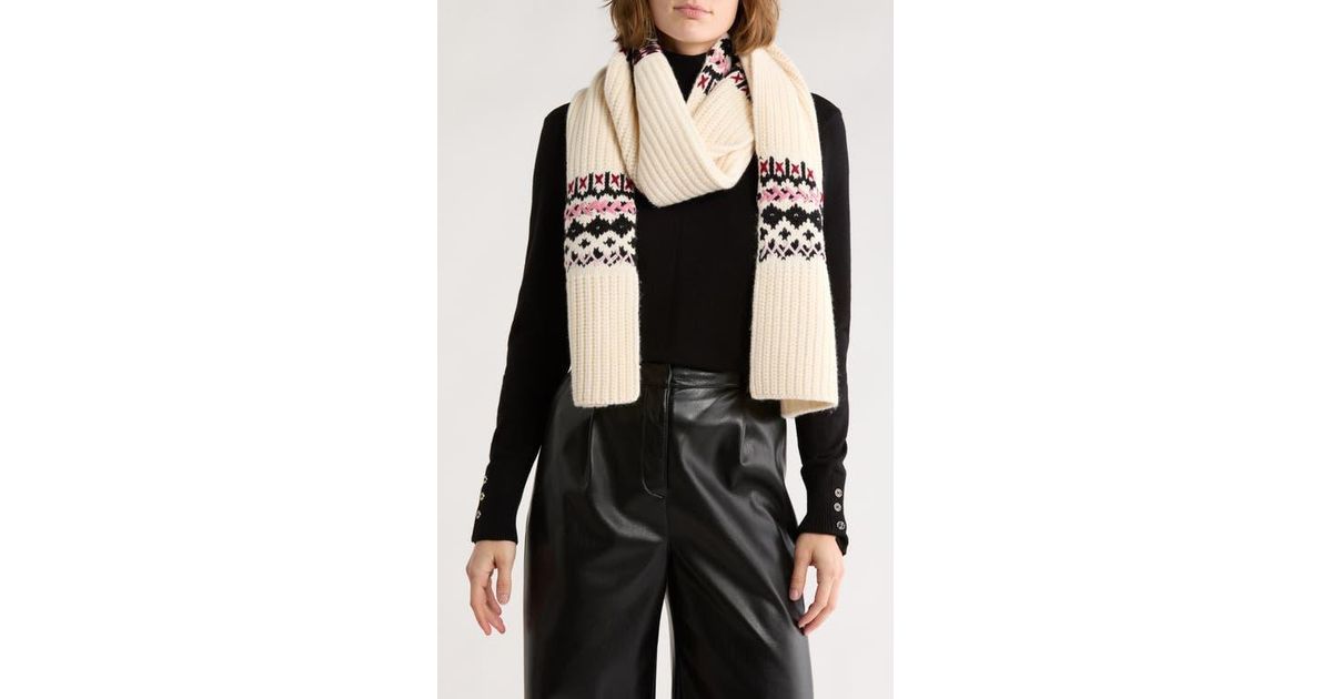 Rag & Bone Leigh Fair Isle Wool Blend Scarf in Black | Lyst