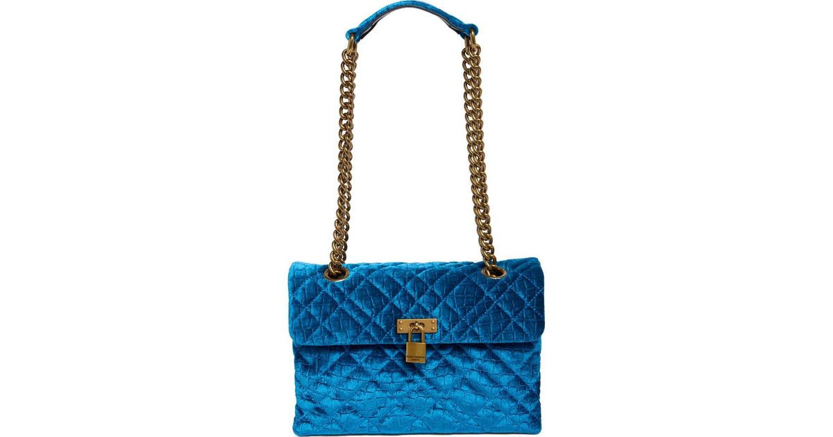 Kurt Geiger Quilted Velvet Chain-Strap Crossbody Bag in Blue | Lyst