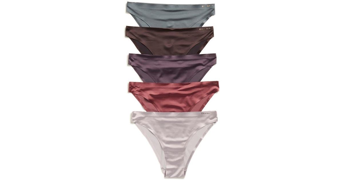 Danskin Assorted 5-Pack Shiny Cheeky Bikini Briefs | Lyst