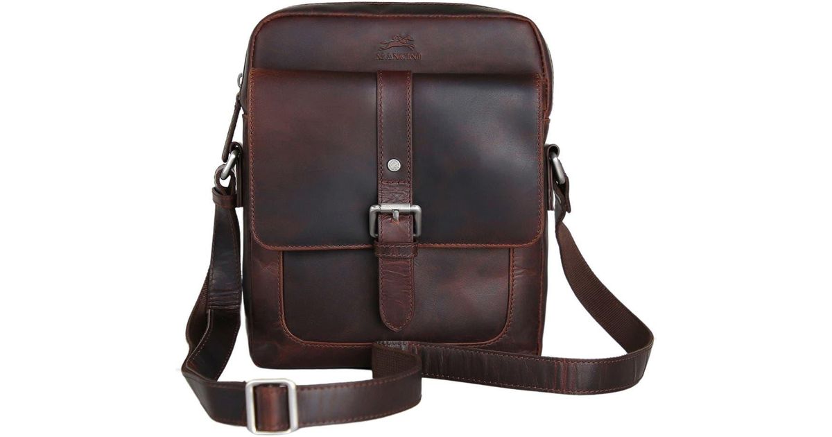 Mancini Buffalo Collection Leather Crossbody Bag in Black for Men | Lyst