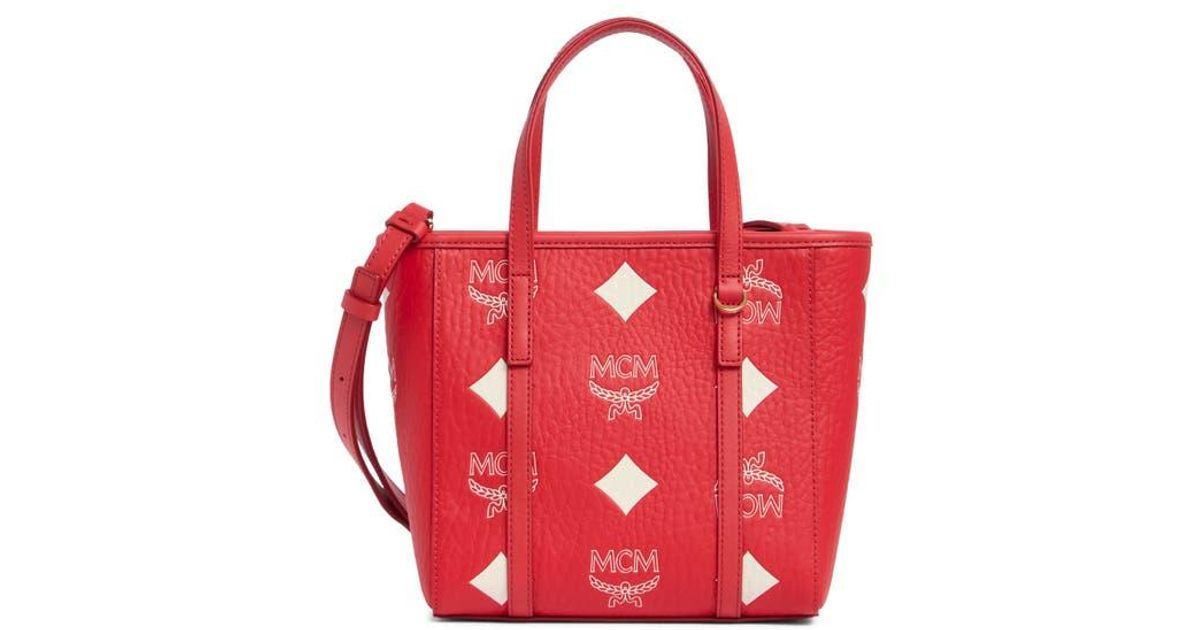 MCM Toni Vi Mini Shopper Tote Bag in Red | Lyst