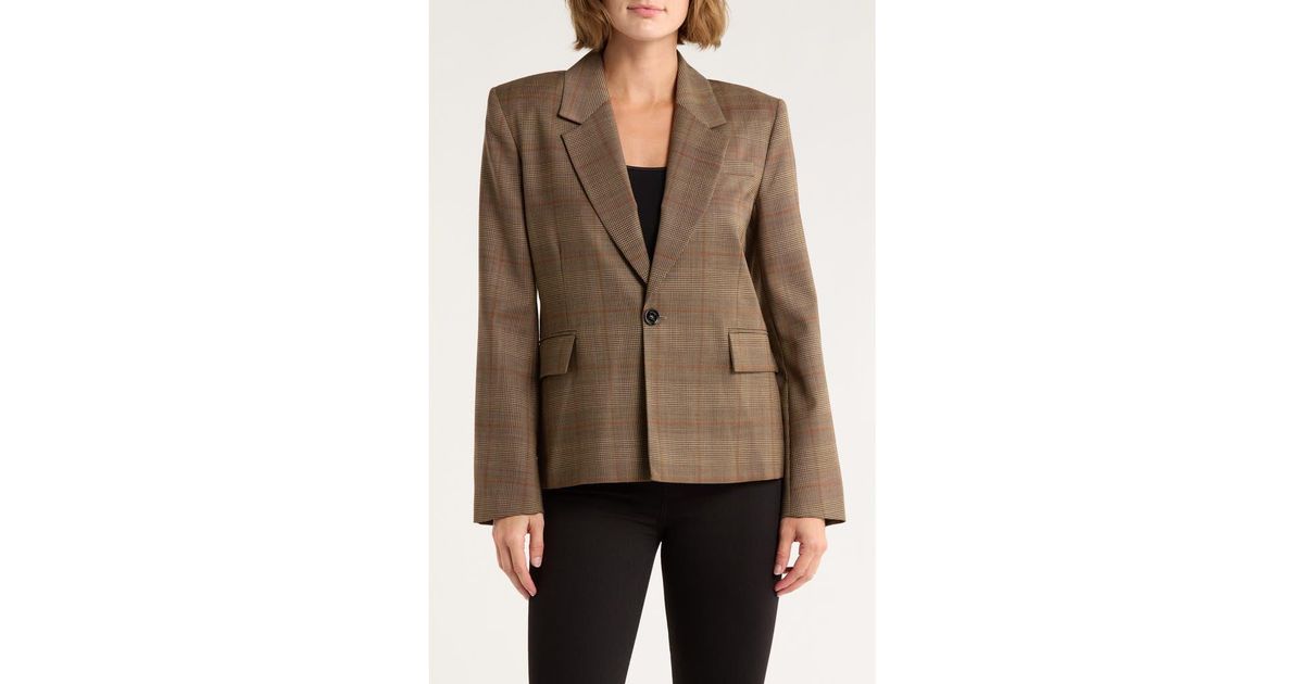 FRAME Single Button Virgin Wool Blazer in Brown | Lyst