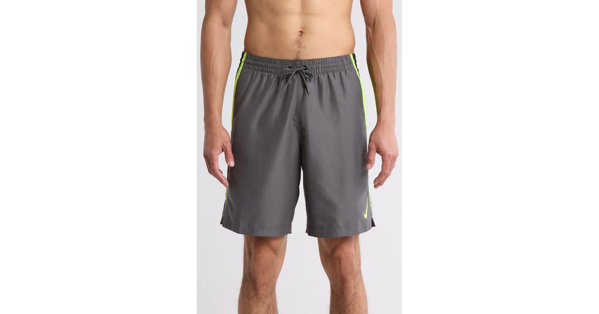 Nike Stripe 8" Volley Swim Trunks in Gray for Men | Lyst