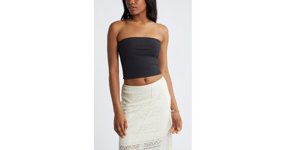 BP. Scallop Trim Tube Top in Black | Lyst