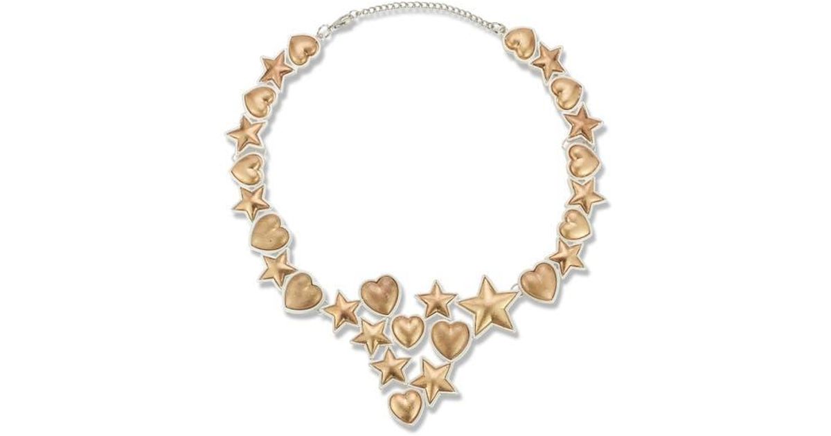 Sphera Milano Two-Tone Star & Heart Frontal Necklace in White | Lyst