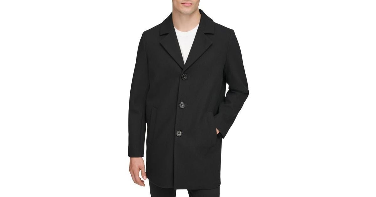 Kenneth Cole Twill Car Coat in Black for Men | Lyst