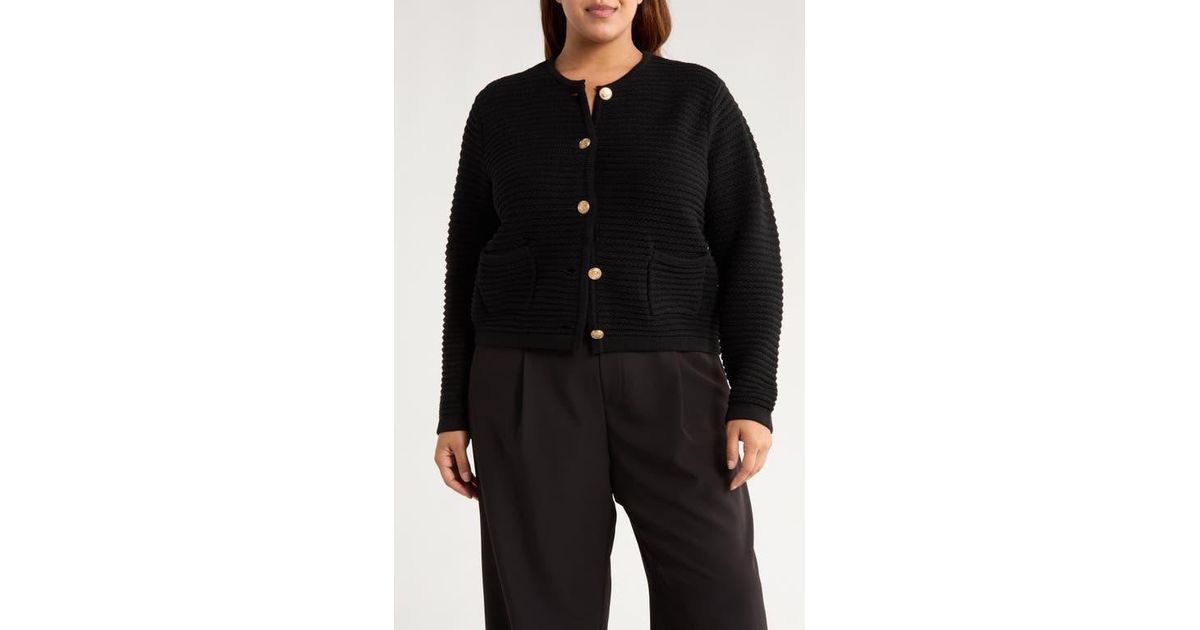 Gemma Jane Ottoman Stitch Sweater Jacket in Black | Lyst