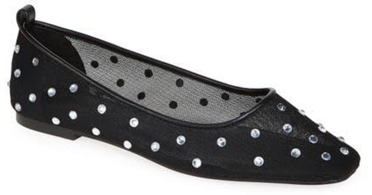 Open Edit Lennox Rhinestone Mesh Flat in Black | Lyst