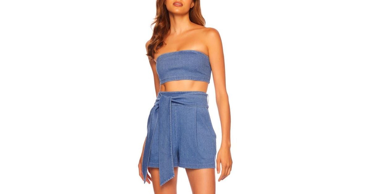 Susana Monaco Denim Micro Tube Top in Blue | Lyst