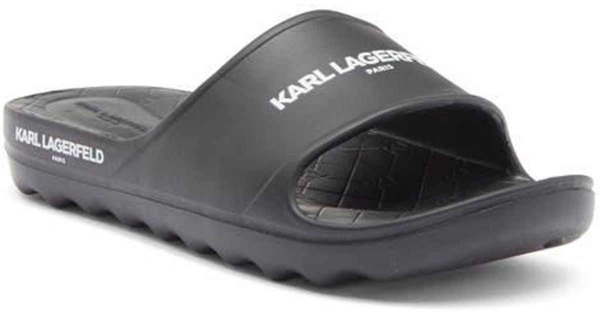 KARL LAGERFELD Block Logo Slide Sandal in Gray for Men | Lyst