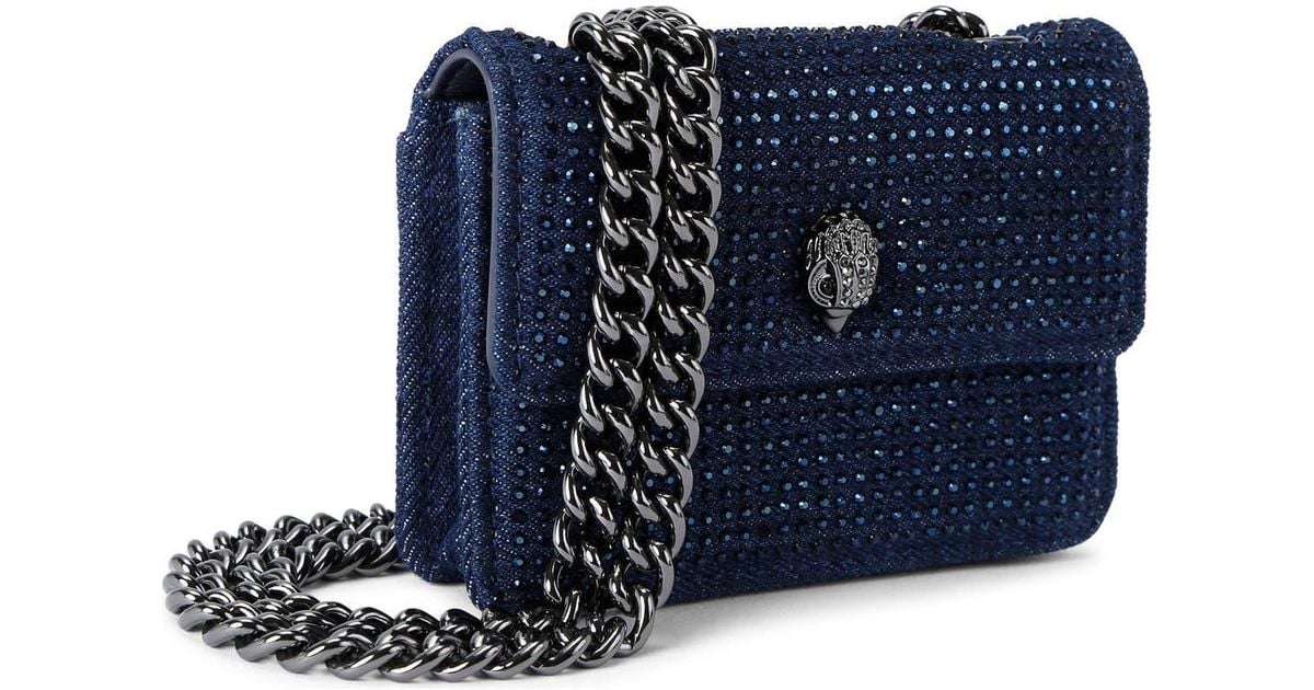 Kurt Geiger Micro Kensington Embellished Denim Crossbody Bag in Blue | Lyst