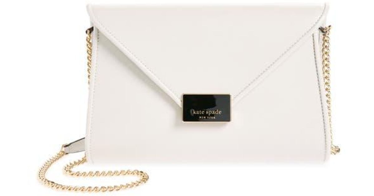 Kate Spade Anna Medium Envelope Leather Convertible Clutch in Natural ...