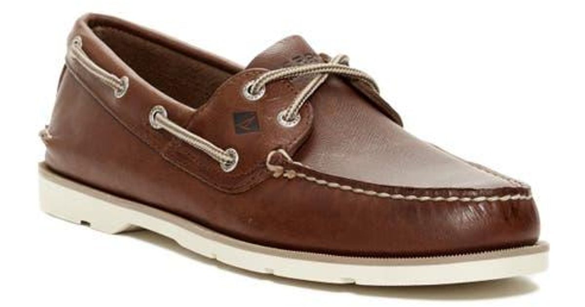 Sperry Top-Sider Leeward Leather Boat Shoe in Brown for Men | Lyst