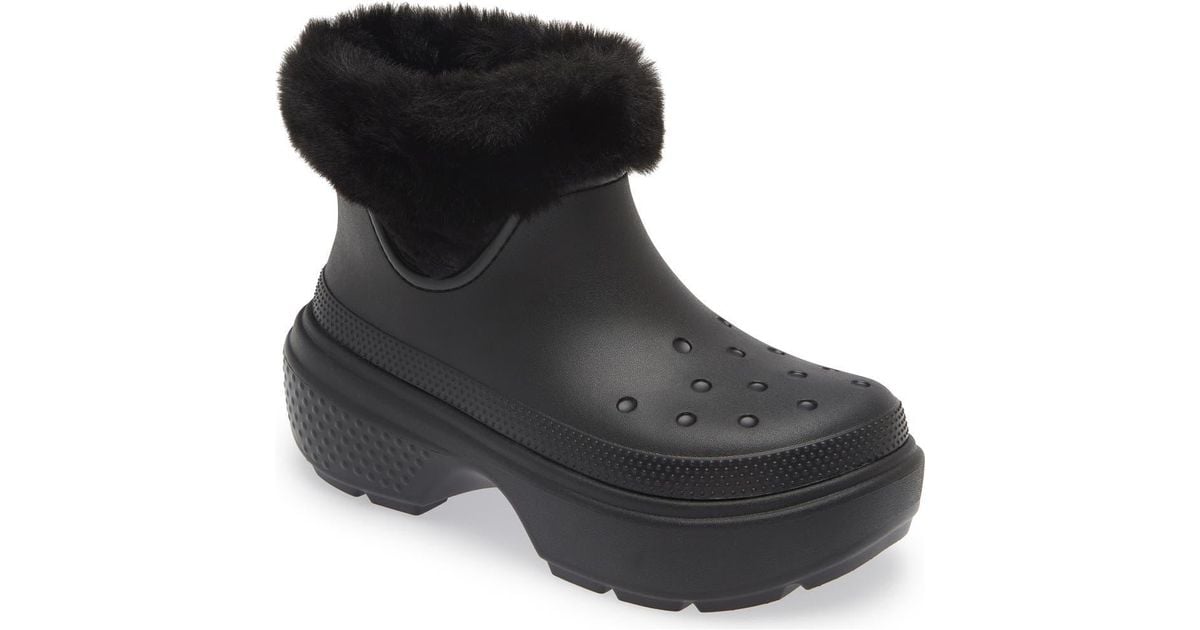 Crocs™ Stomp Faux Fur Lined Boot in Black | Lyst