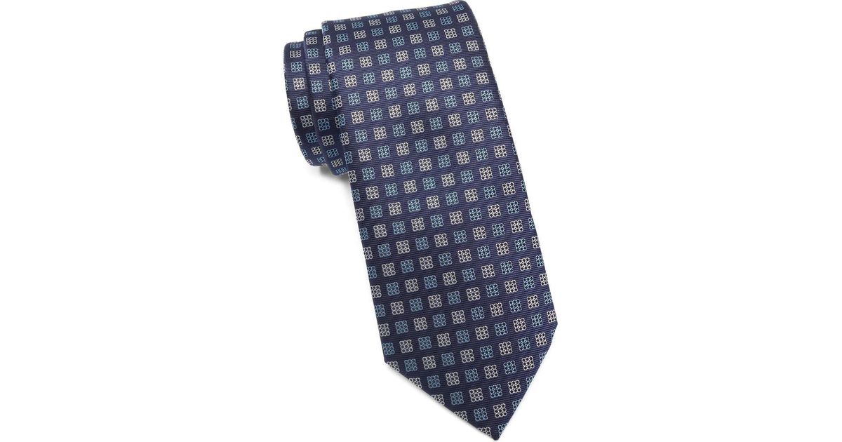 Tom Baine Box Grid Tie in Blue for Men | Lyst