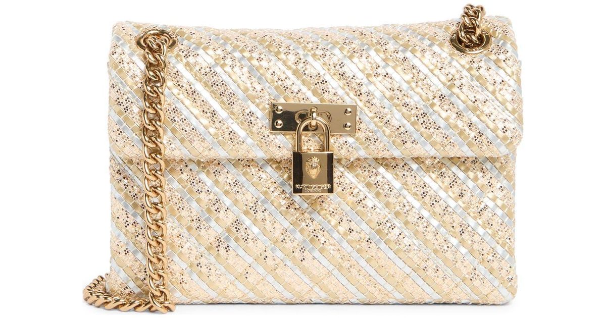 Kurt Geiger Mini Brixton Lock Mixed Metallic Crossbody Bag in Black | Lyst