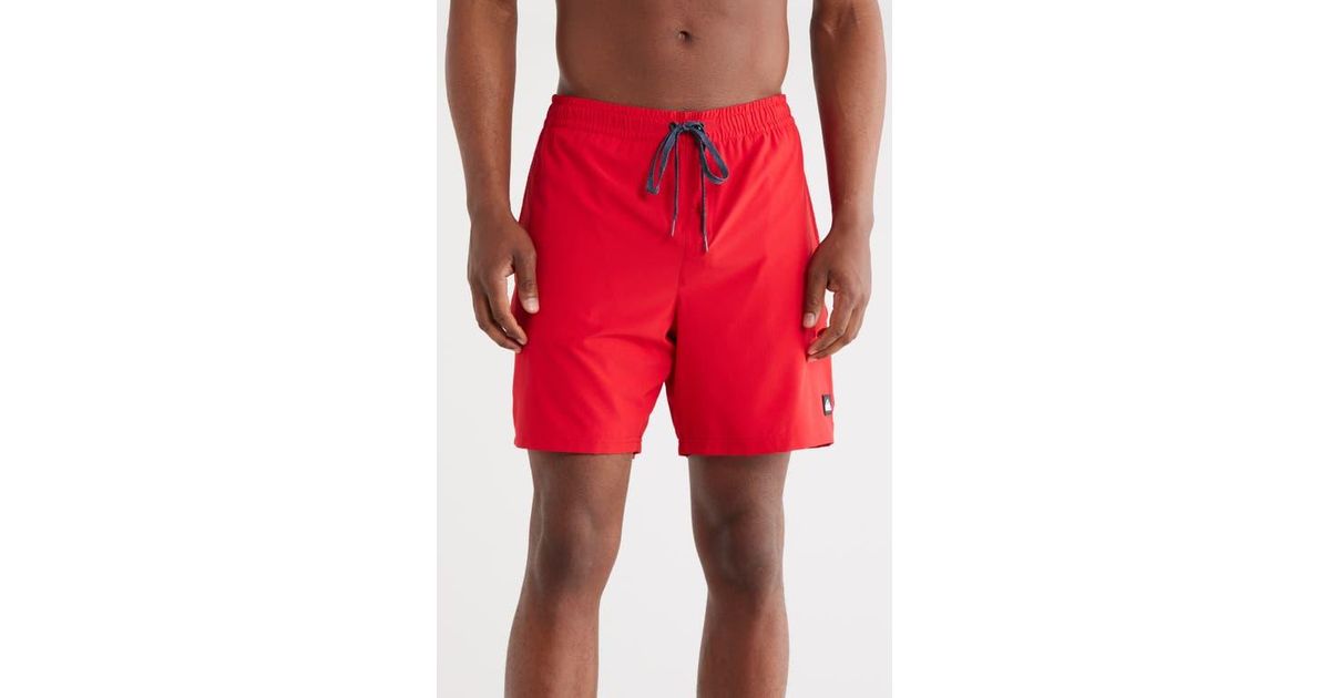 Quiksilver Banner Ripstop Volley Swim Trunks in Red for Men | Lyst