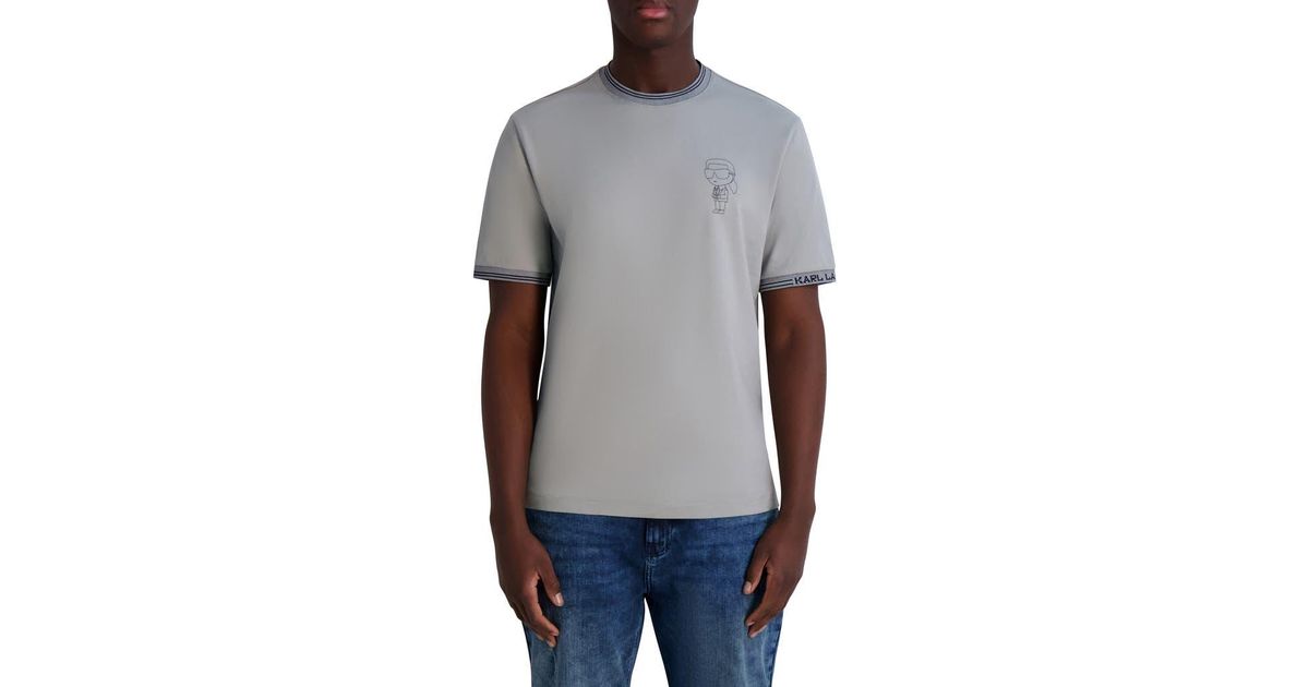 Karl Lagerfeld Outline Karl Logo Graphic T-Shirt in Gray for Men | Lyst