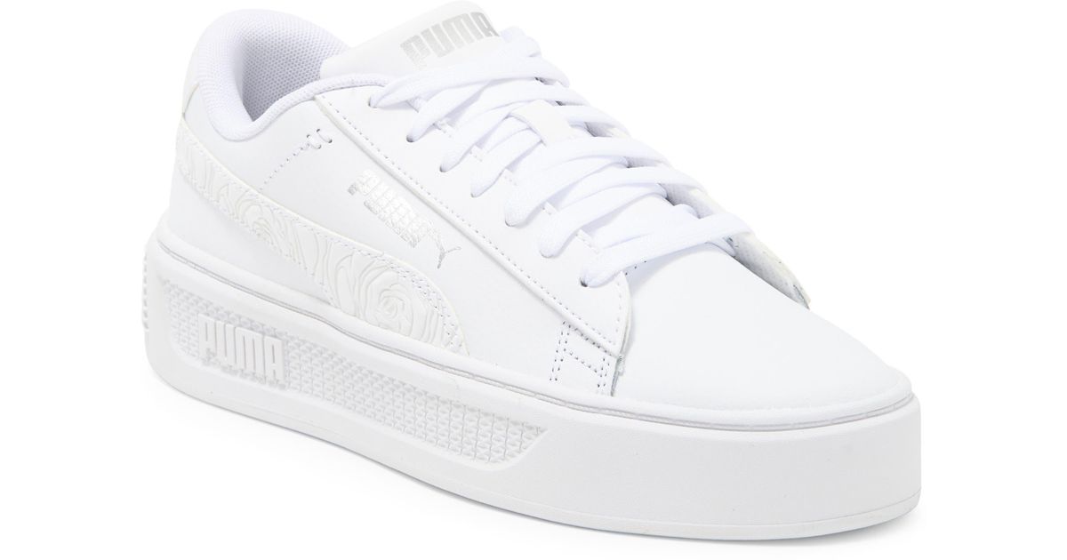 PUMA Smash Platform V3 Imprint Sneaker in White | Lyst