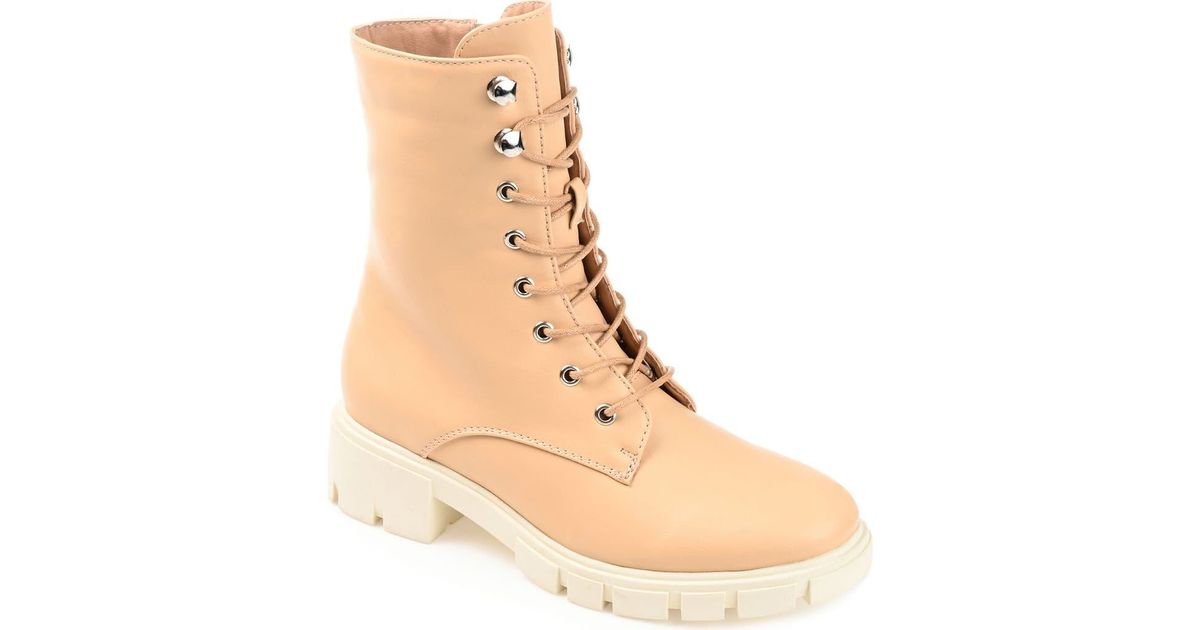 Journee Collection Madelynn Lug Sole Combat Boot in Natural | Lyst