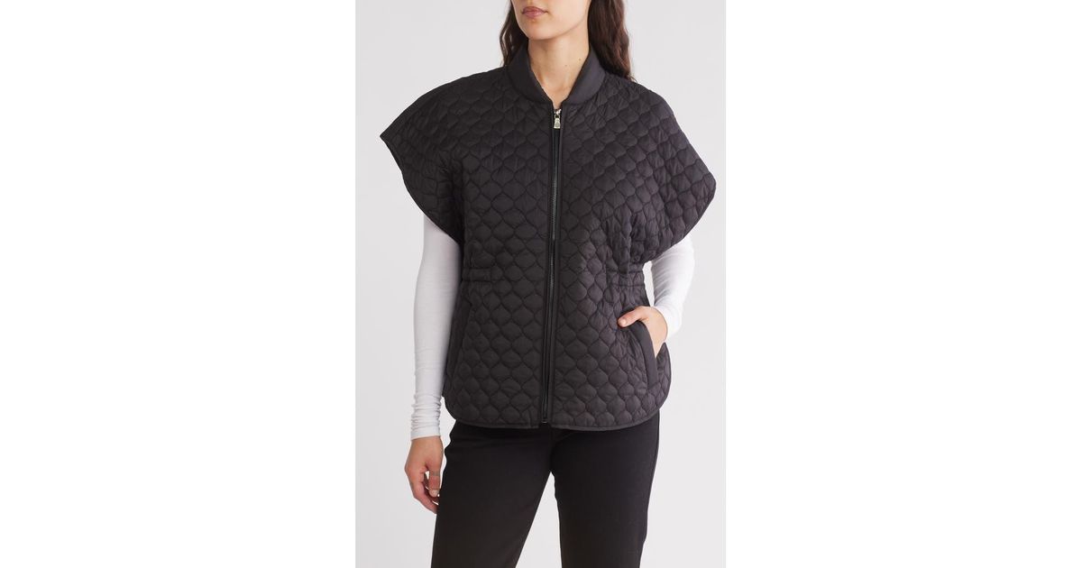 Democracy Quilted Capelet Jacket in Black | Lyst