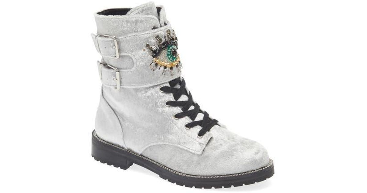 Kurt Geiger Sutton Eye Combat Boot in White | Lyst