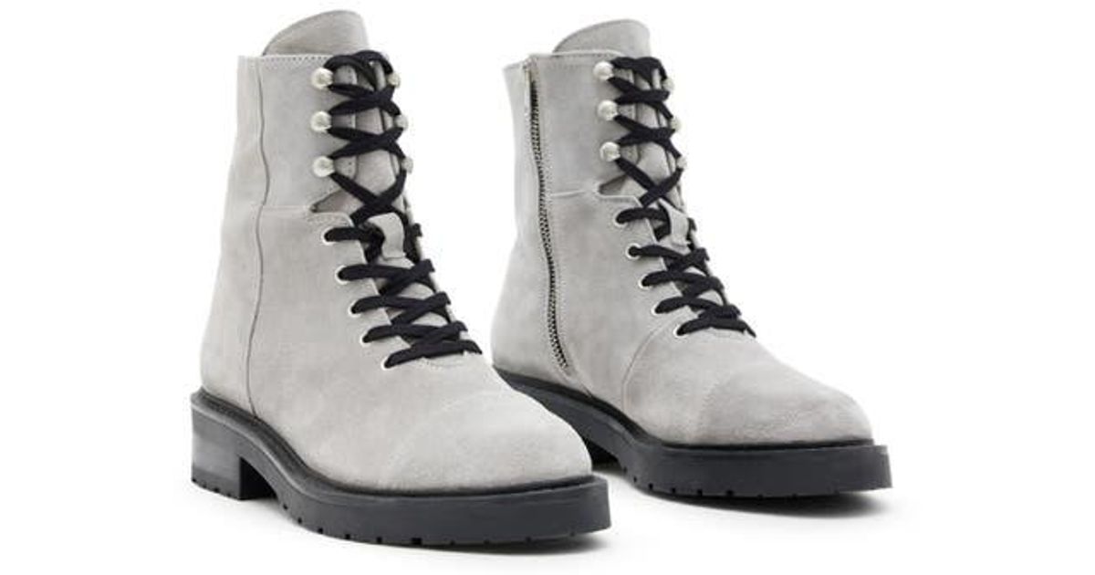AllSaints Dusty Lugg Sole Boots in White | Lyst