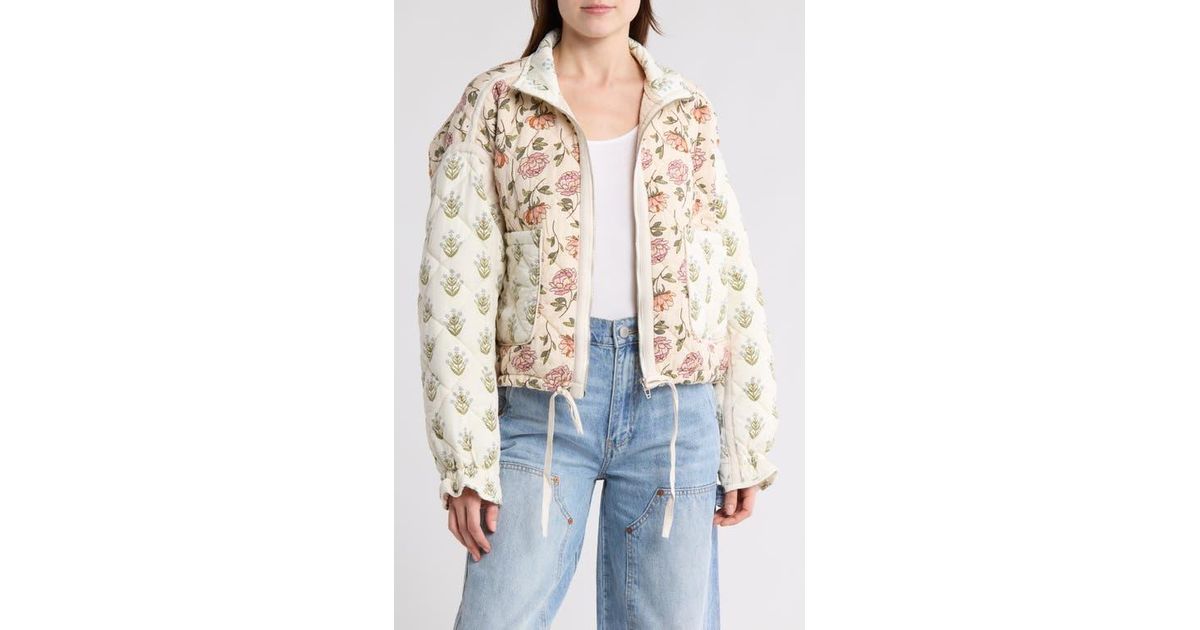 Blank NYC Bloom Bash Quilted Bomber Jacket in Natural | Lyst