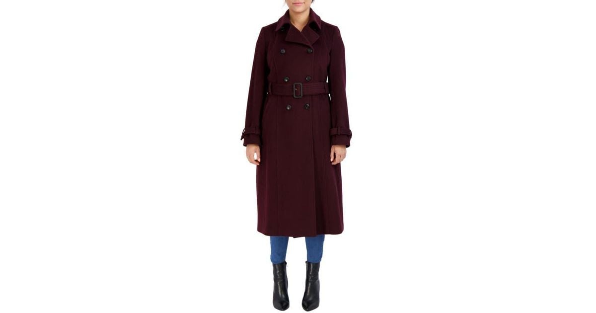 Cole Haan Slick Belted Double Breasted Trench Coat in Red | Lyst