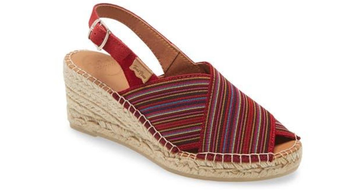 Toni Pons Teia Platform Wedge Sandal in Red | Lyst