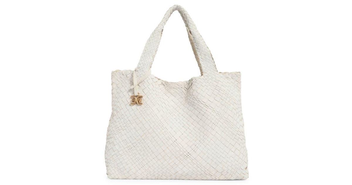 Sam Edelman Priya Woven Leather Tote Bag in Natural | Lyst