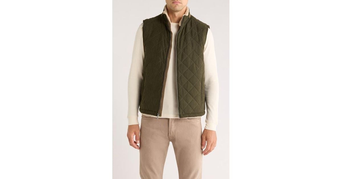 Rainforest Faux Shearling Lined Quilted Vest in Green for Men | Lyst
