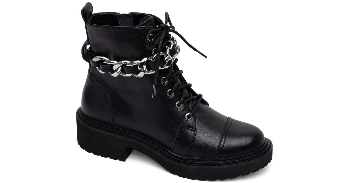 Linea Paolo Thexton Chain Lace-Up Boot in Black | Lyst