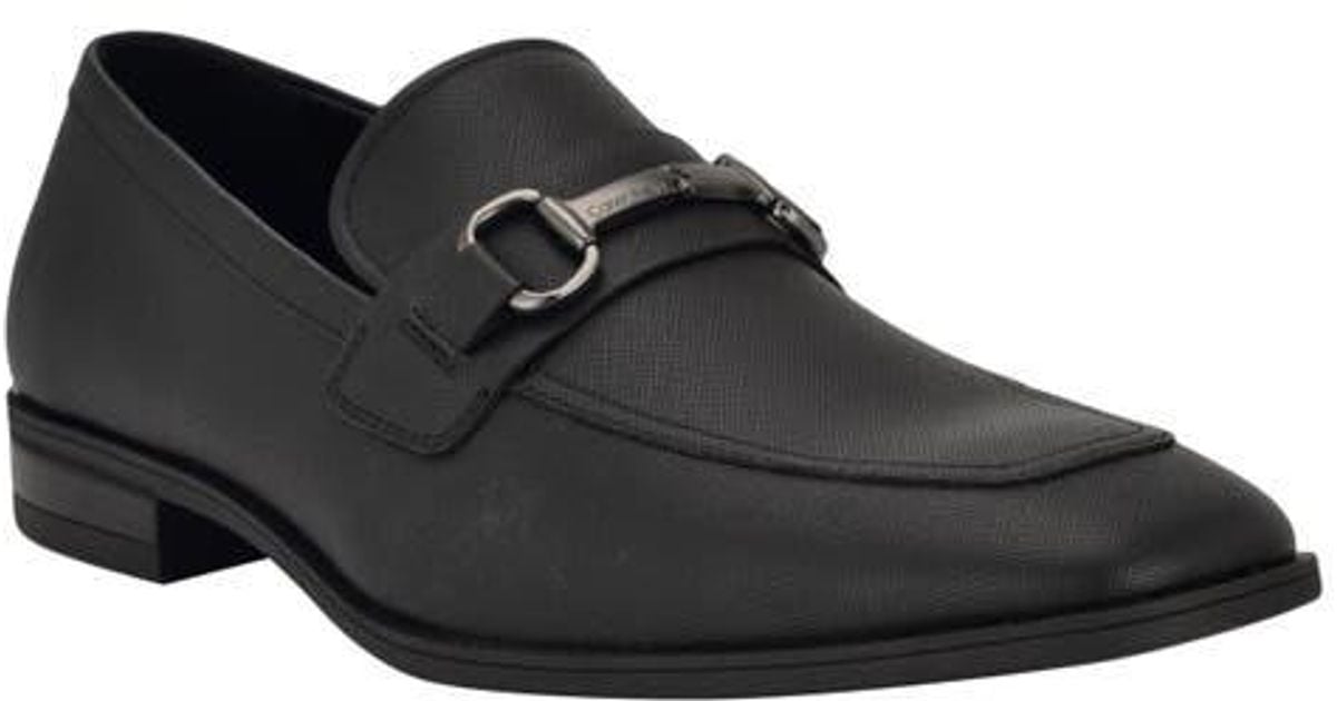 Calvin Klein Manik Buckle Saffiano Loafer in Black for Men | Lyst
