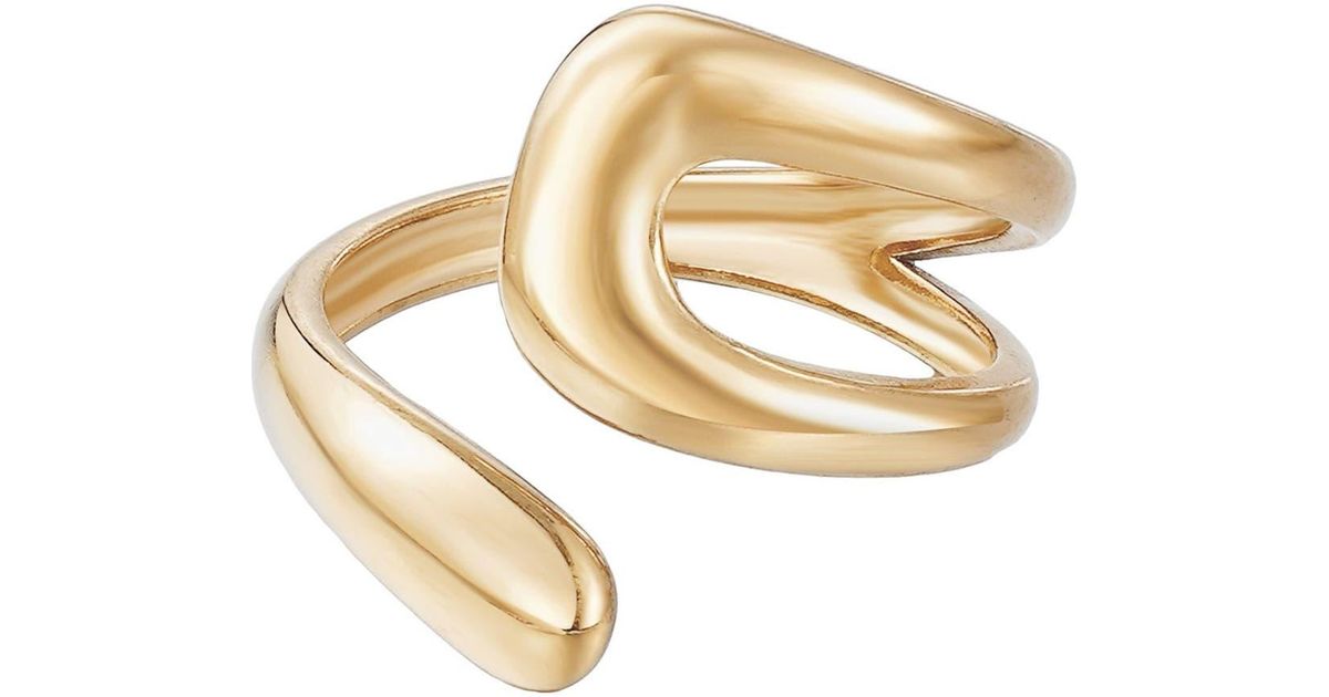 Adornia 18K Plated Stainless Steel Bypass Ring in Metallic | Lyst